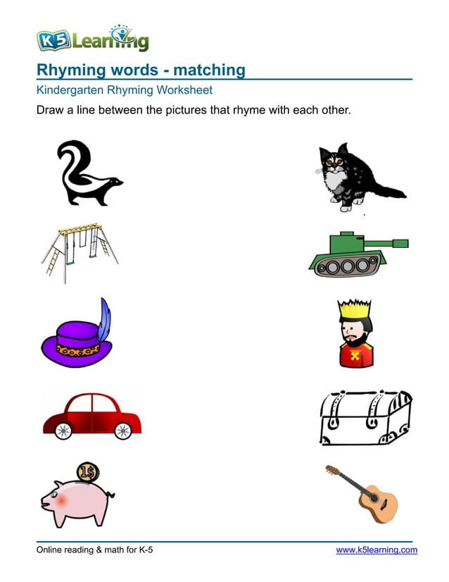Kindergarten rhyming-match-pictures-that-rhyme-1 | PDF