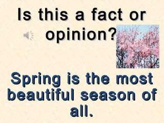 Kindergarten fact and opinion | PPT | Food & Drink