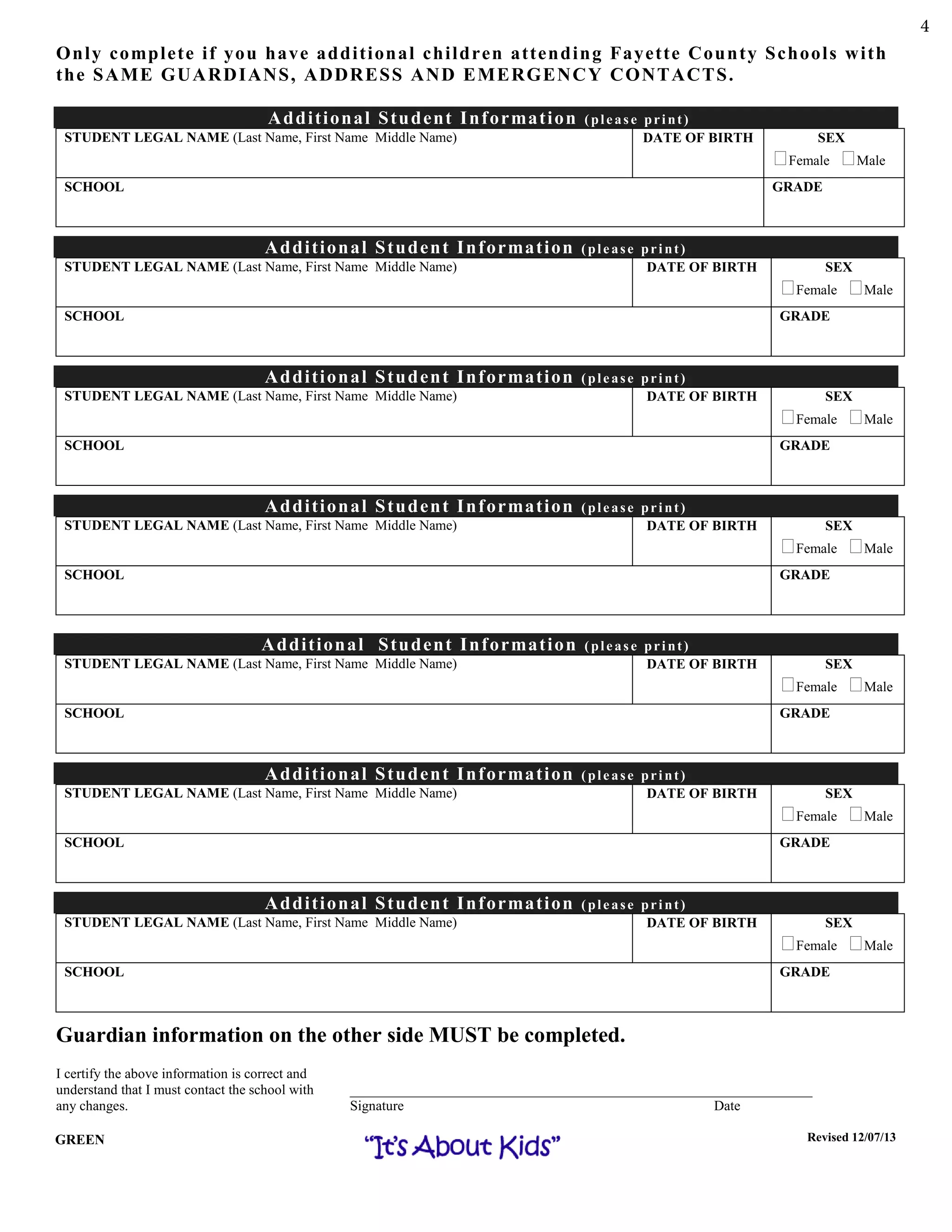 Kindergarten Registration Form | PDF
