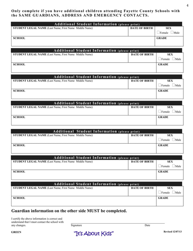 Kindergarten Registration Form | PDF