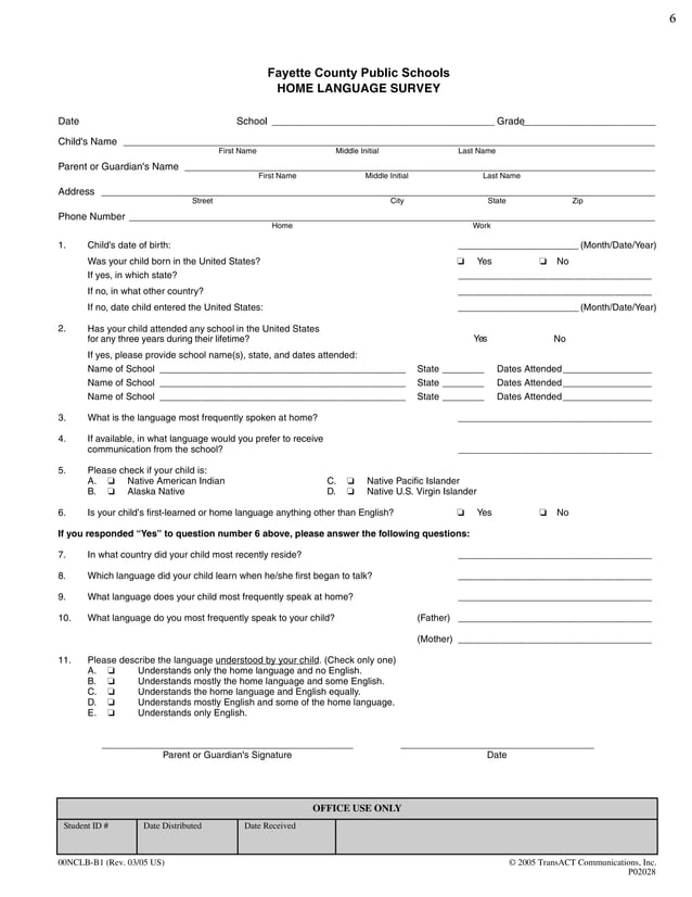 Kindergarten Registration Form | PDF