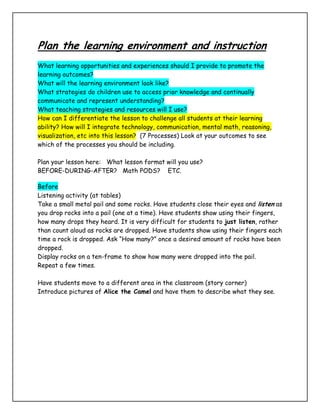 Kindergartenand Grade One Alice the Camel | DOCX