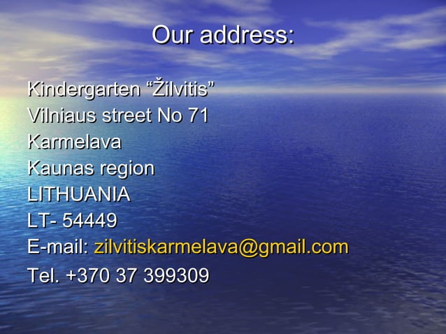 Kindergarten Zilvitis from Lithuania | PPT