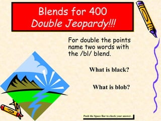 Kindergarten Jeopardy | PPT