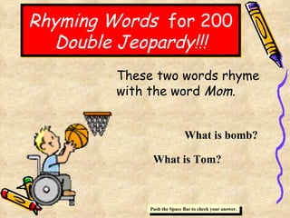 Kindergarten Jeopardy | PPT