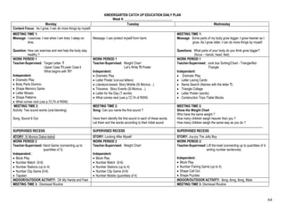 Kindergarten Lesson Plan Week for kinder | PDF