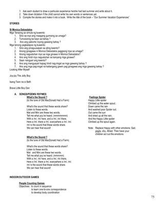 Kindergarten Lesson Plan Week for kinder | PDF