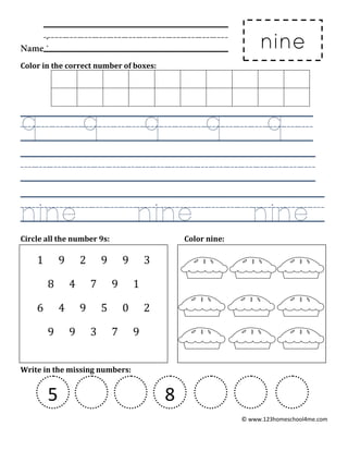 Kindergarten number practice | PDF