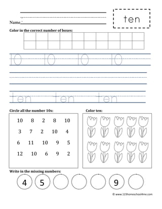 Kindergarten number practice | PDF