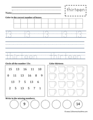 Kindergarten number practice | PDF