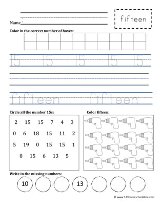 Kindergarten number practice | PDF