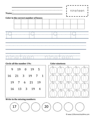 Kindergarten number practice | PDF