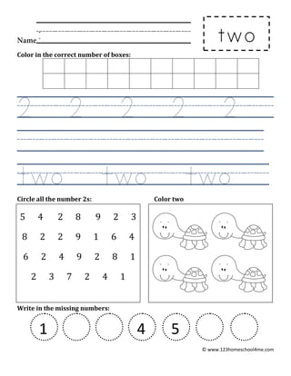 Kindergarten number practice | PDF