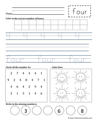 Kindergarten number practice | PDF