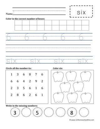 Kindergarten number practice | PDF