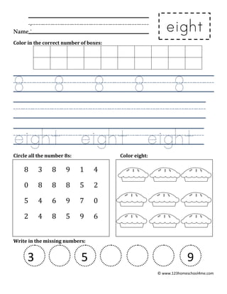 Kindergarten number practice | PDF