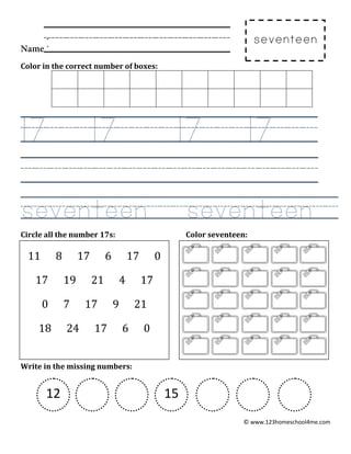 Kindergarten number practice | PDF