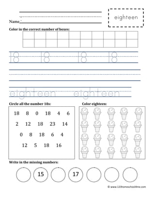 Kindergarten number practice | PDF