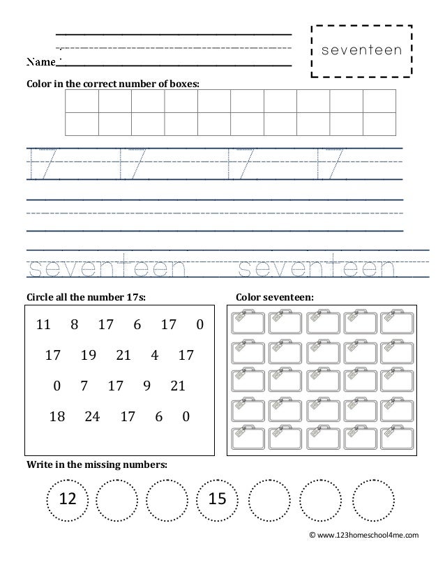 Kindergarten number practice