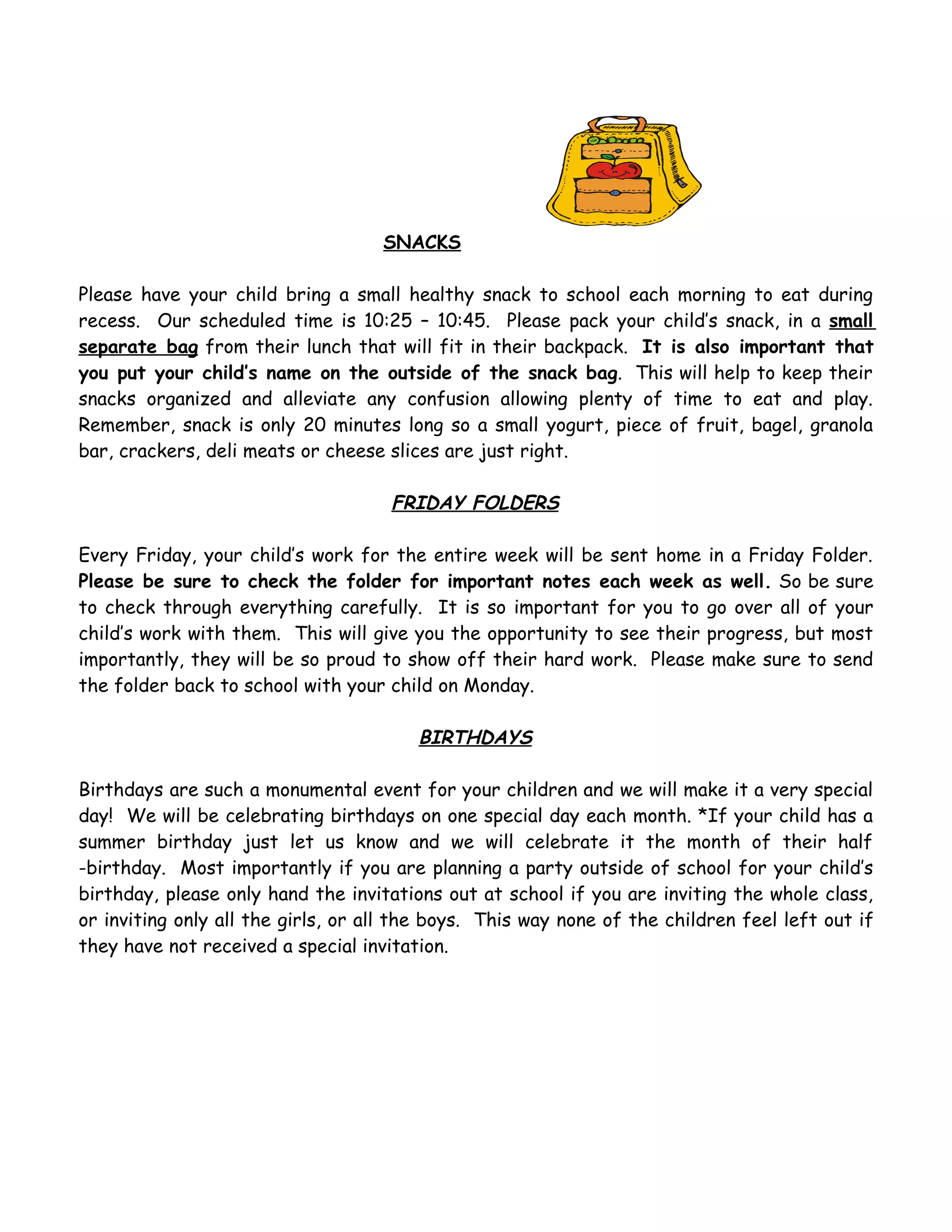 Kindergarten Orientation Packet | DOC