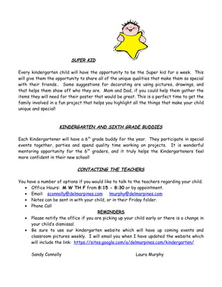 Kindergarten Orientation Packet | PDF