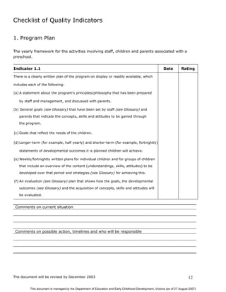 Kindergartenquality checklist | PDF