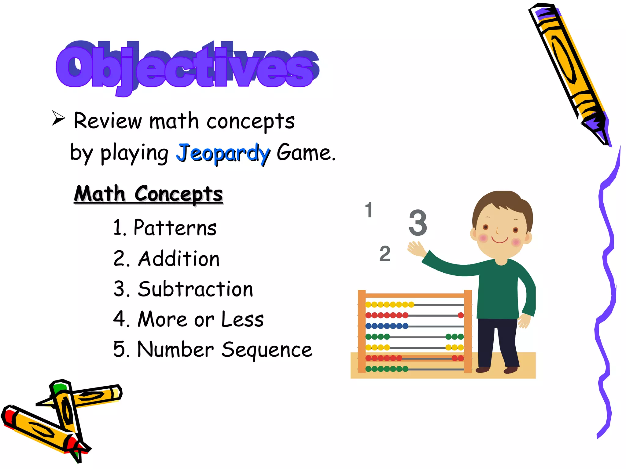 Kindergarten review and jeopardy game | PPT | Daycare and Pre-School ...