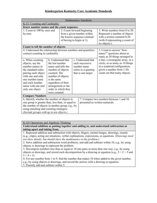Kindergarten: Math | DOC