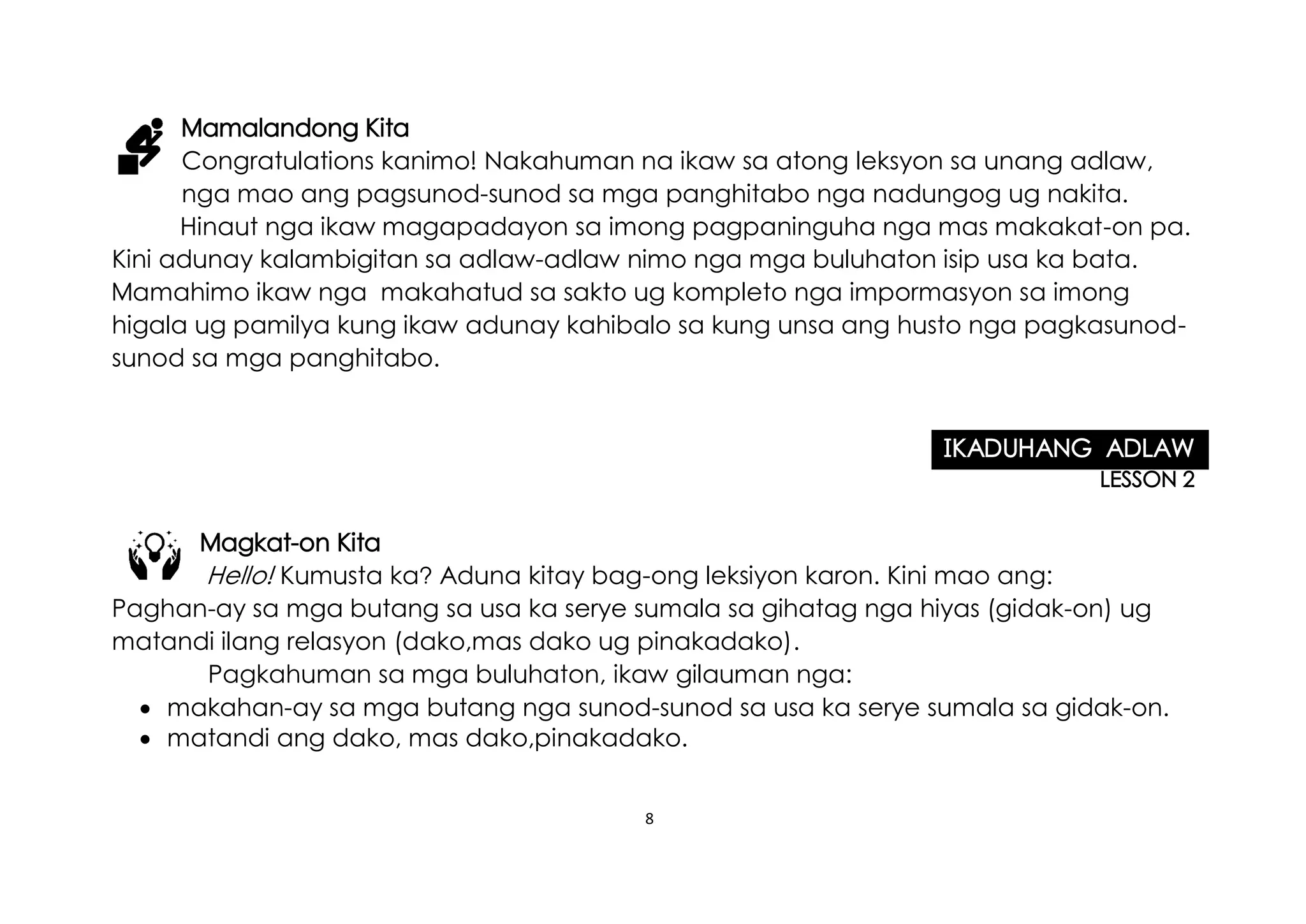 kinder_q3_mod4_Makahibalo sa Sunod-sunod nga Panghitabo ug Makahan-ay sa mga Butang sa Usa ka ...