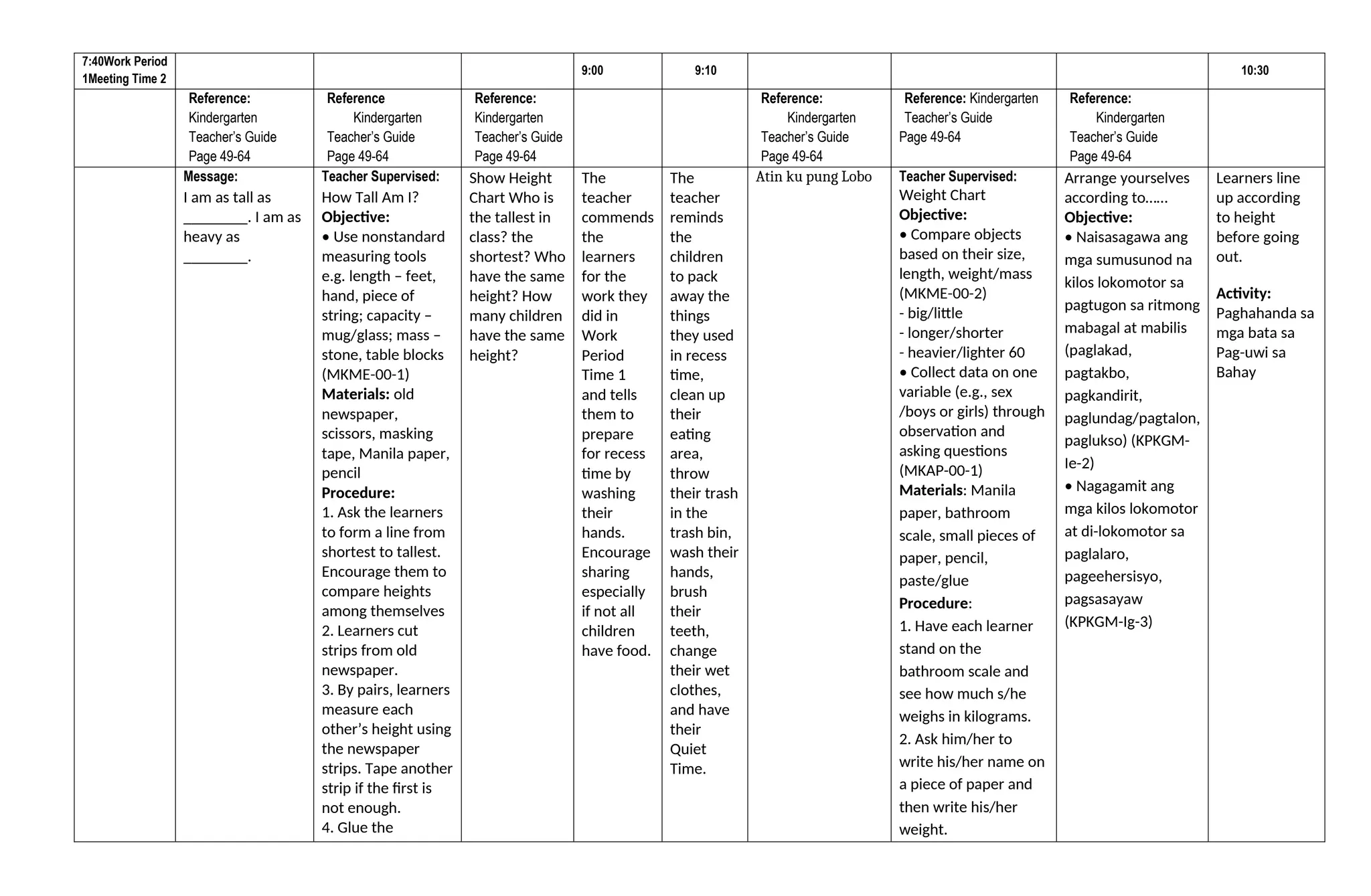 KINDER_lesson plan quarter 1 for week 1 day 1 | DOC