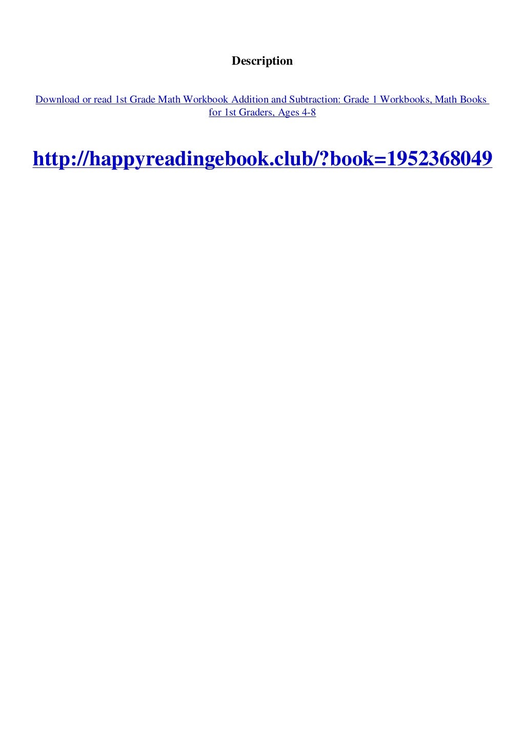 KINDLE Read 1st Grade Math Workbook Addition And Subtraction Grade 1 KINDLE Read 1st Grade Math Workbook Addition And Subtraction Grade 1