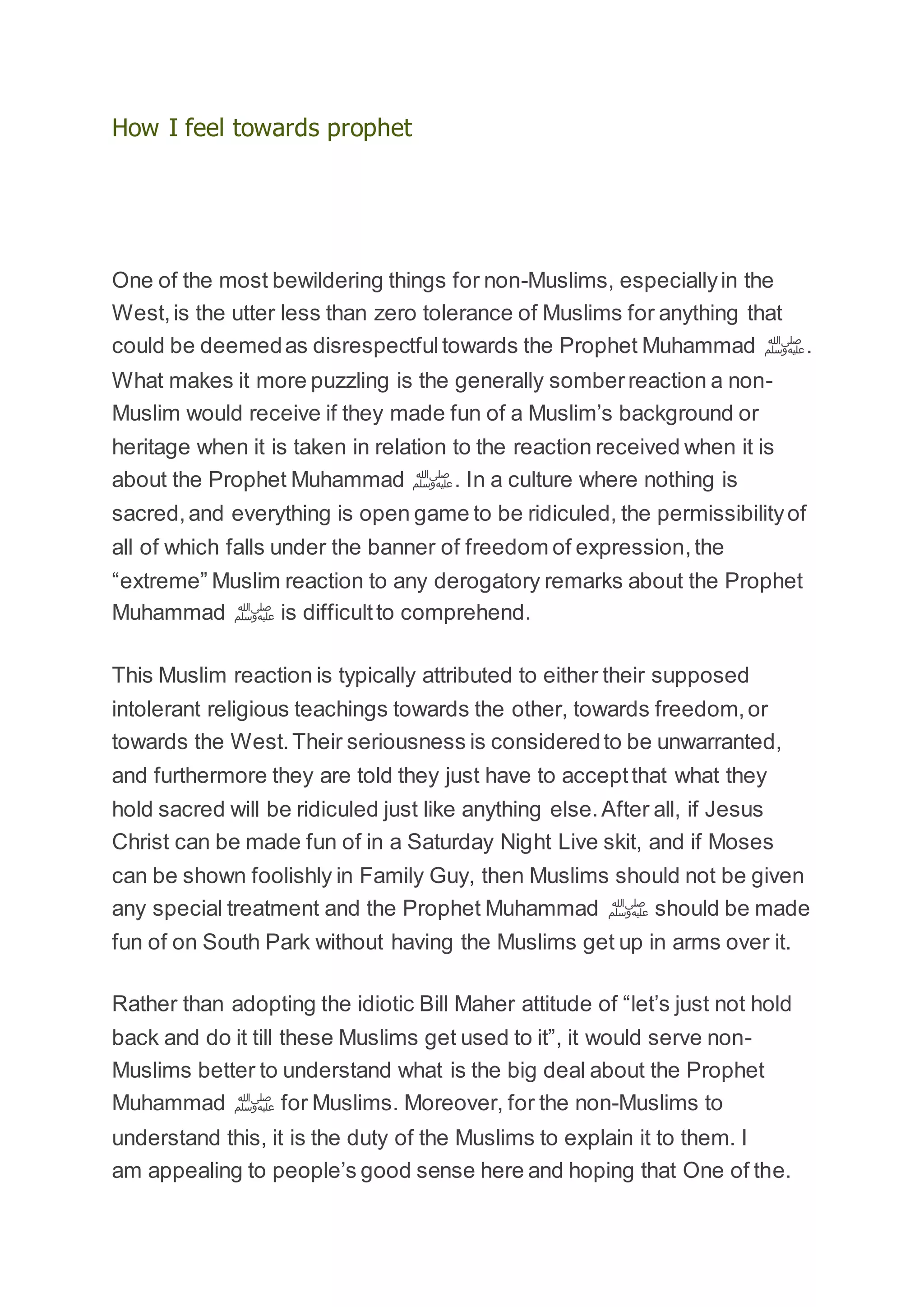 Kindness of prophet the prophet muhammad taught love | DOCX