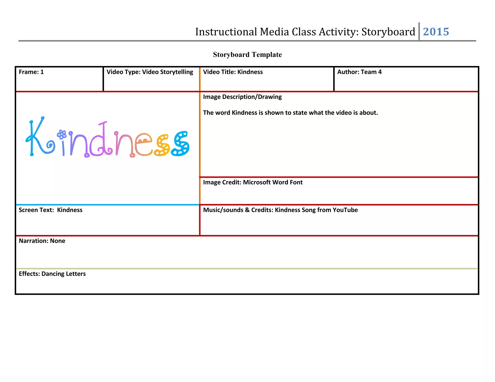 Kindness storyboard template | PDF