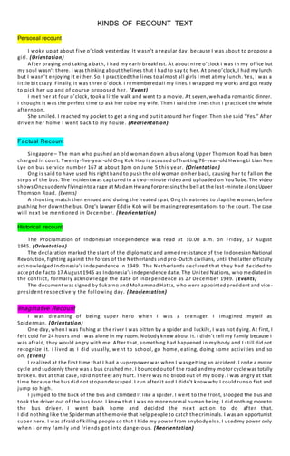 Kind Of Recount Text Docx