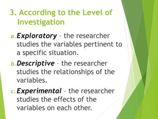 Kinds & classification of research | PPTX