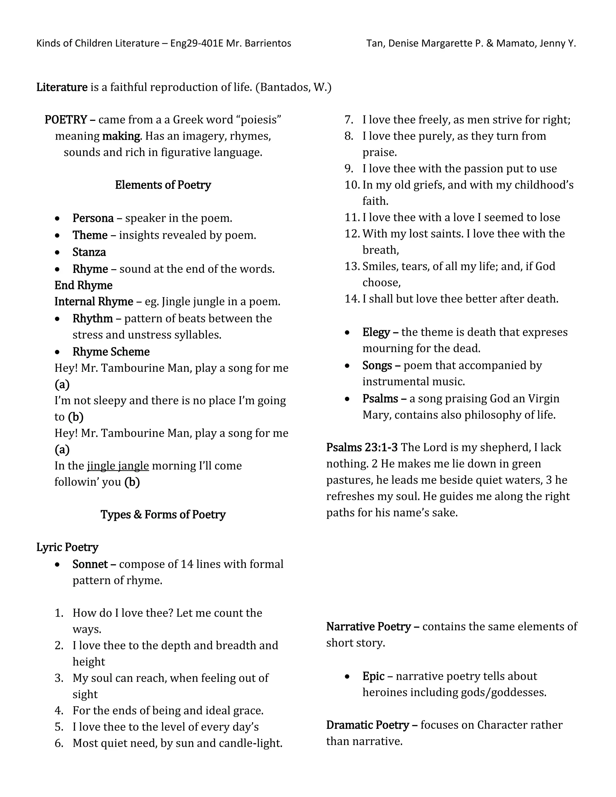 Kinds of Children's Literature - 401E | DOCX