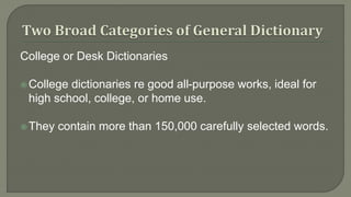 Kinds of Dictionaries for Reading and Writing Skills Subject | PPTX ...