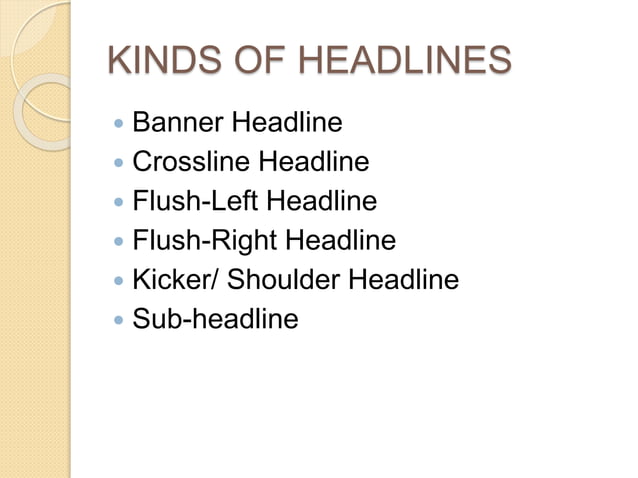 Kinds of headlines | PPTX | Sports