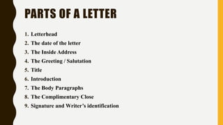 ENGLISH CORRESPONDENCE KINDS OF LETTERS | PPTX