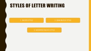 ENGLISH CORRESPONDENCE KINDS OF LETTERS | PPTX