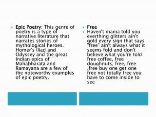 Kinds of poetry with examples | PPTX