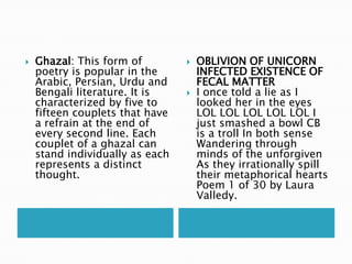 Kinds of poetry with examples | PPTX