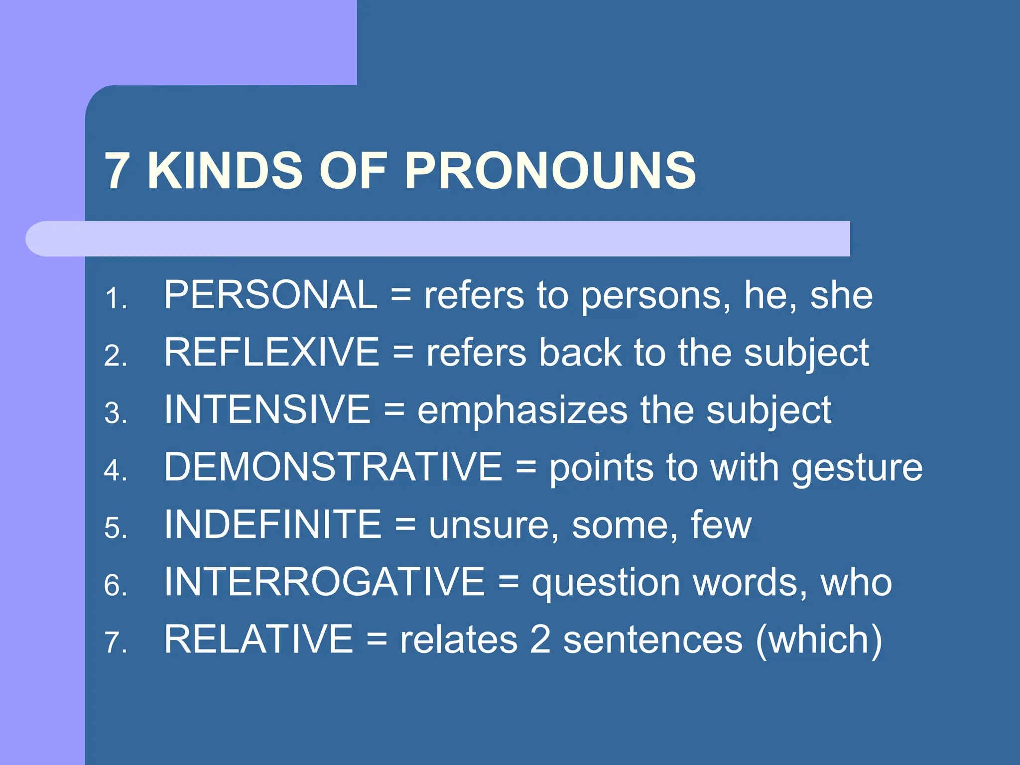 KINDS OF PRONOUNS GRADE 8............... | PPT