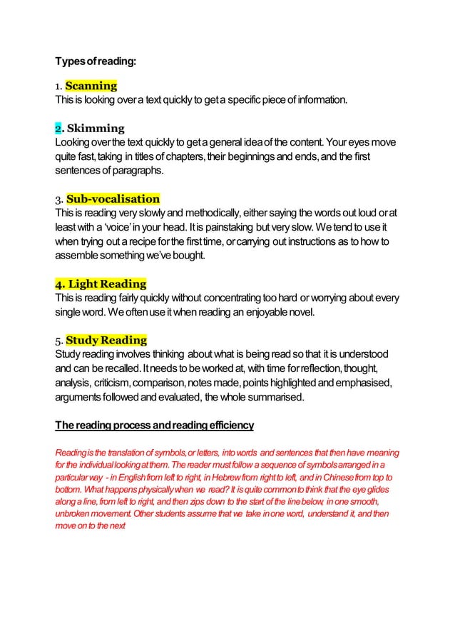 Kinds of reading | PDF