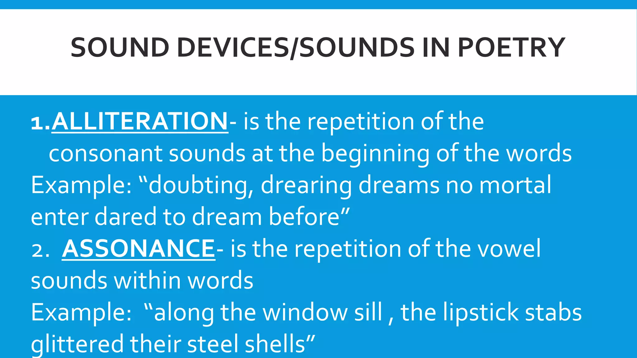 Kinds of rhyme and sounds in poetry | PPTX