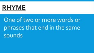 Kinds of rhyme and sounds in poetry | PPTX