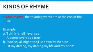 Kinds of rhyme and sounds in poetry | PPTX
