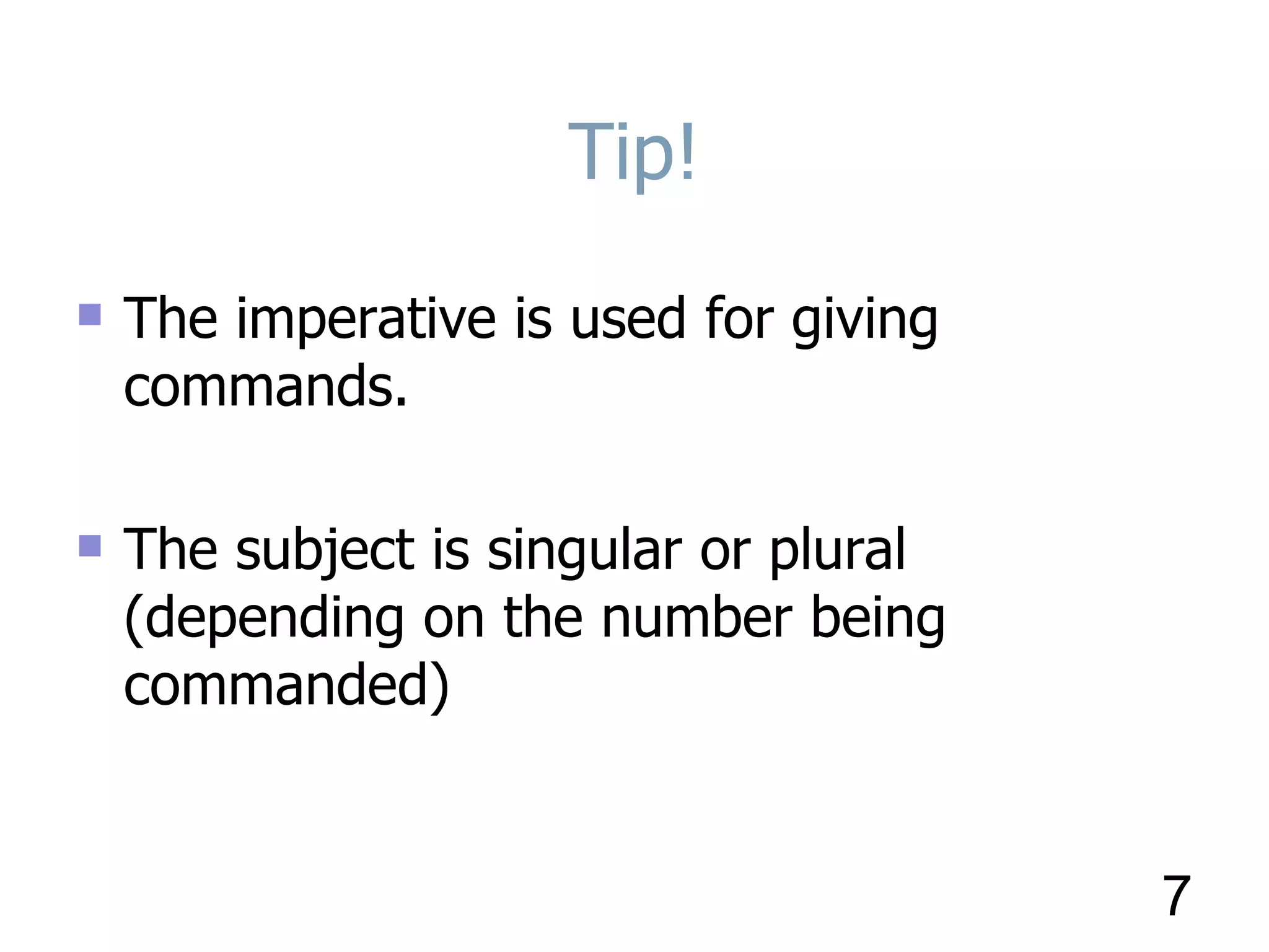 Kinds of sentences imperative declarative | PPT