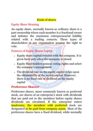 Kinds of shares | DOCX