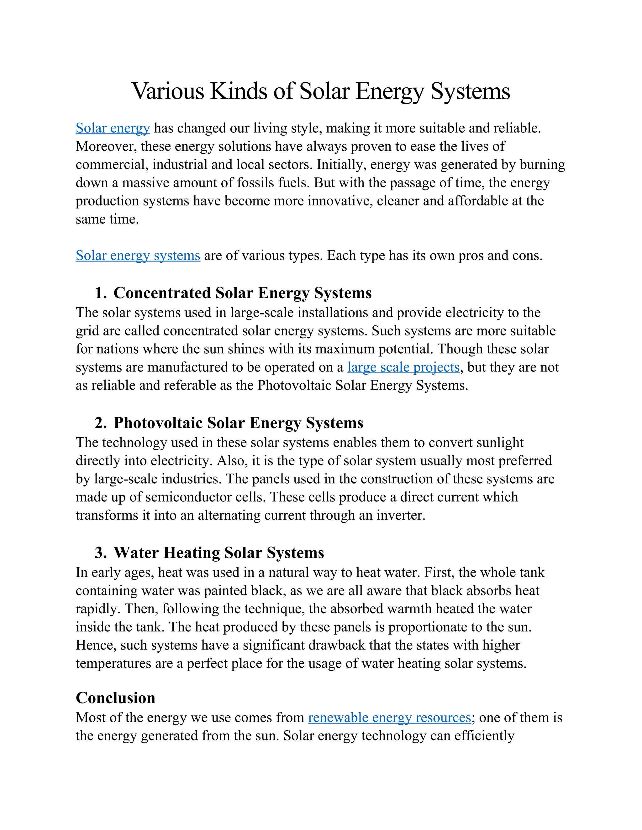 Do you Want to Know the Kinds of Solar Energy Systems | PDF